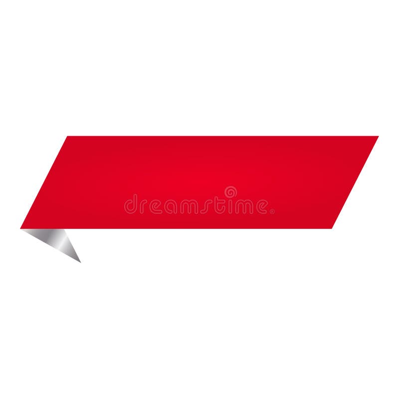 Red Empty Curl Paper Tag or Banner on White Stock Illustration ...