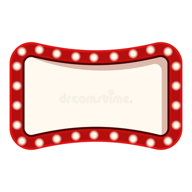 Red Empty Retro Signboard with Light Bulbs is Glowing Stock ...