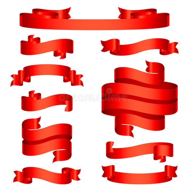 Red Empty Ribbons and Banners Stock Vector - Illustration of white ...
