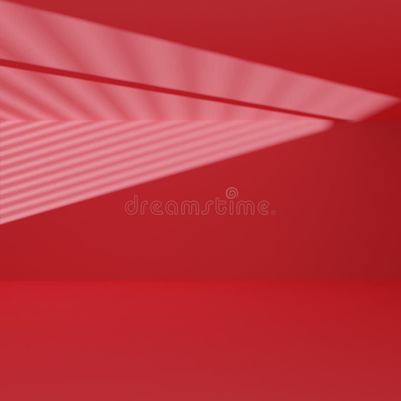 Red Empty Room with Window Shadow, 3D Rendering Stock Illustration ...