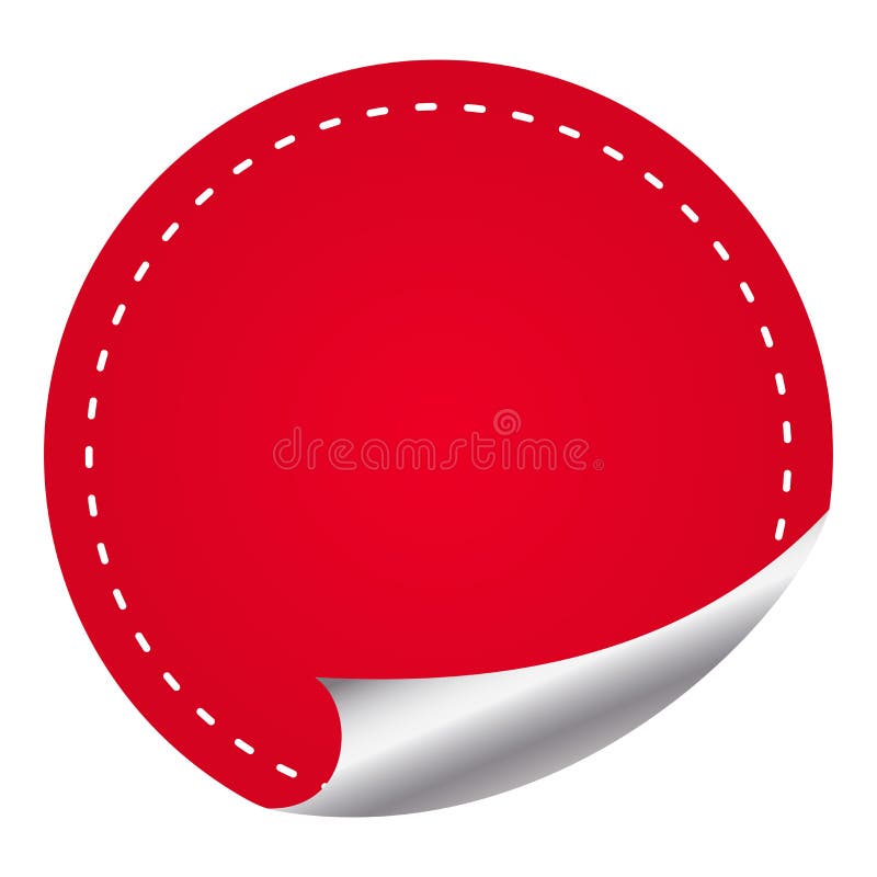 Red Empty Round Curl Label or Tag on White Stock Illustration ...