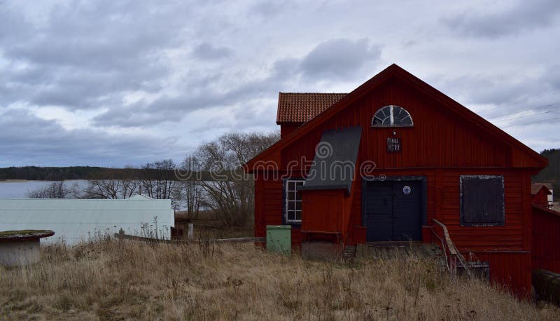 Red, Empty Sweden Hut in the Middle of Nowhere Stock Photo - Image of ...