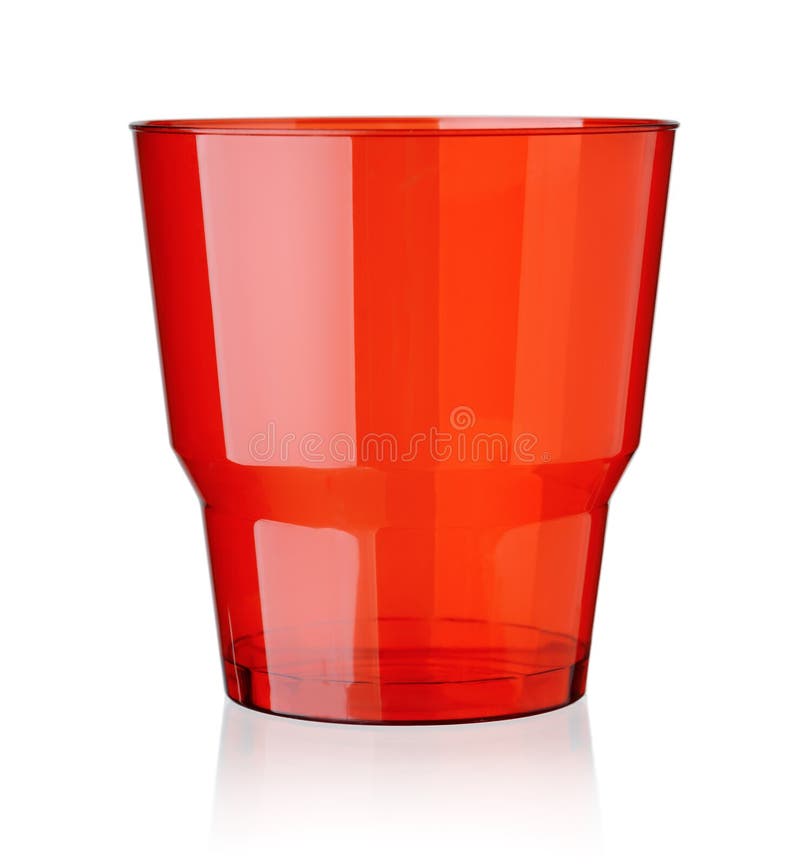 Red Empty Transparent Plastic Cup Stock Photo - Image of glass, bright ...