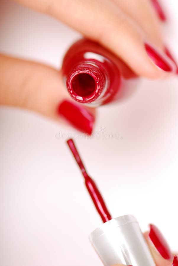 Red bottle of nail polish stock image. Image of human - 3819747
