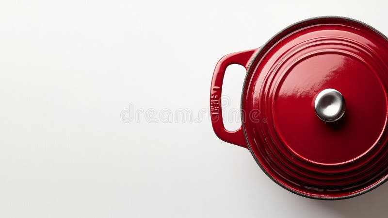 Red Enamel Cast Iron Dutch Oven Stock Illustrations – 8 Red Enamel Cast ...