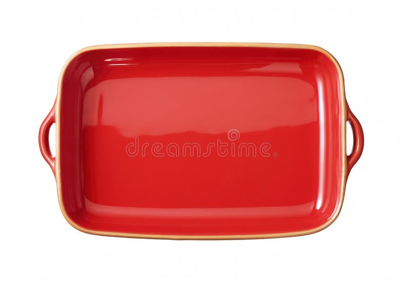 Red Enamel Ceramic Baking Dish Isolated on White Stock Image - Image of ...