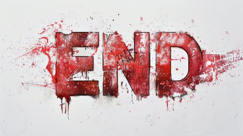 Red END Graffiti with Splatters on Textured Wall Stock Photo - Image of ...