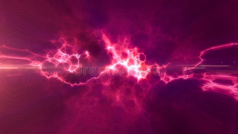 Red Energy Glowing Magic Waves and Electric Lightning Charges High-tech ...