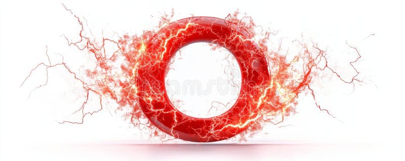 Red Energy Ring with Electric Sparks on White Background Stock Photo ...