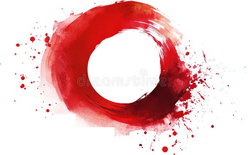 Red Enso Circle on Transparent Background, Abstract Art. Zen and ...