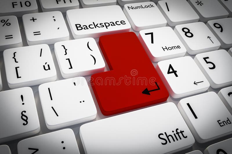 Red Enter Button on White Keyboard Stock Illustration - Illustration of ...