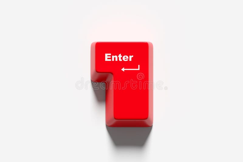 Red Enter Key Casting Shadow on White Background Stock Illustration ...