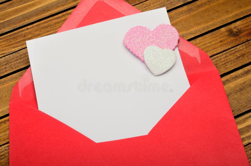 Red Envelope with Empty Paper Stock Image - Image of mail, birthday ...