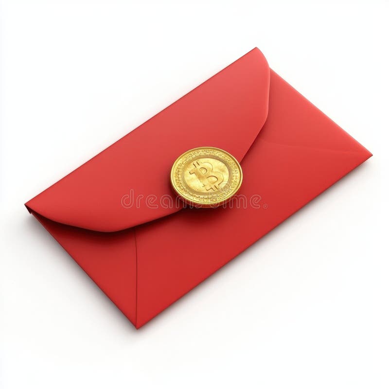A Red Envelope with a Gold Coin on Top of it Stock Illustration ...