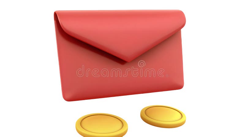 Red Envelope with Gold Coins on a White Background Stock Illustration ...