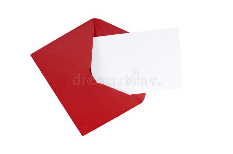 Red Envelope with Blank White Letter or Greeting Card, Isolated on ...