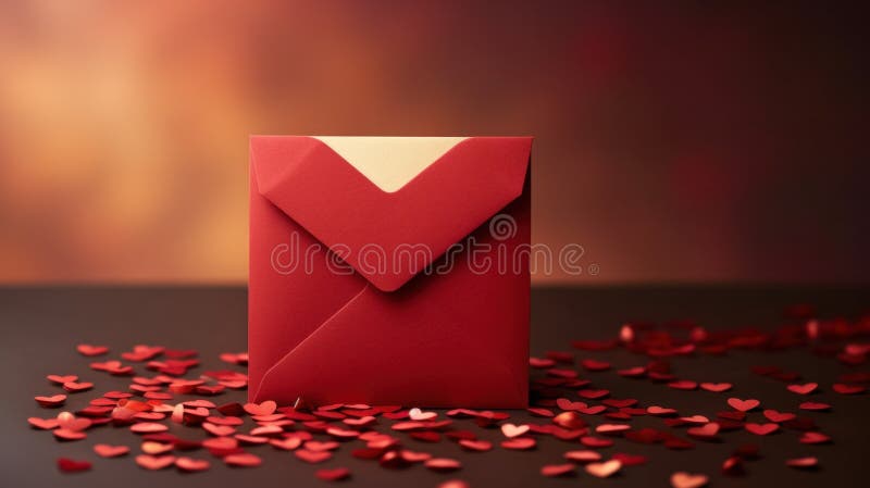 A Red Envelope with a Heart Shape on Top of it, AI Stock Image - Image ...