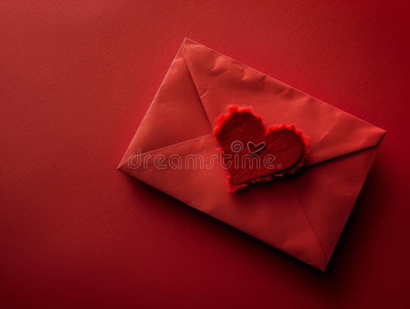 A Red Envelope with a Heart Shaped Paper Inside Stock Image - Image of ...