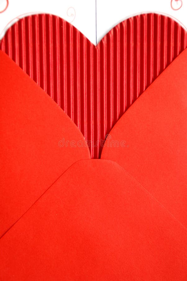 Red Envelope with Red Paper Heart Stock Photo - Image of lover ...