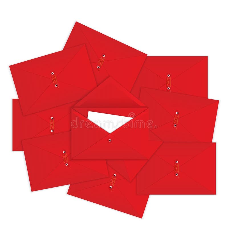 Red envelope on top vector stock vector. Illustration of correspondence ...