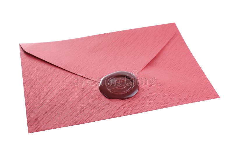 Red Envelope with Wax Seal Isolated on White Stock Image - Image of ...