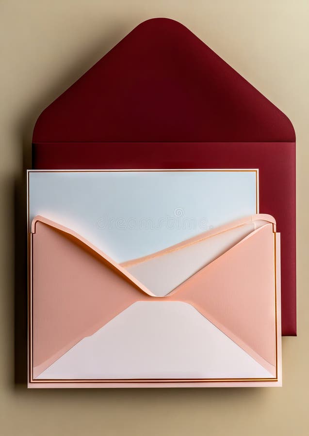 A Red Envelope with a White Envelope Inside of it Stock Image - Image ...