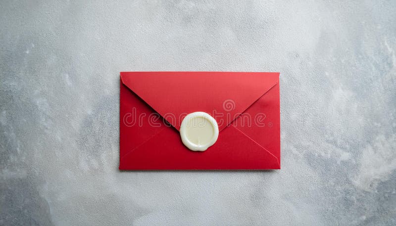 Red Envelope with White Wax Seal. Wax Stamp Stock Illustration ...