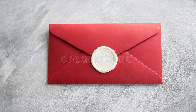 Red Envelope with White Wax Seal. Wax Stamp Stock Illustration ...