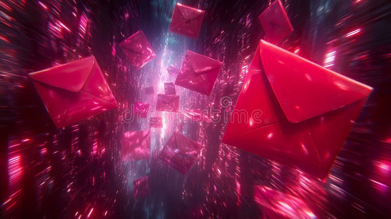 Red Envelopes Float in Digital Space, Symbolizing Fast Communication ...