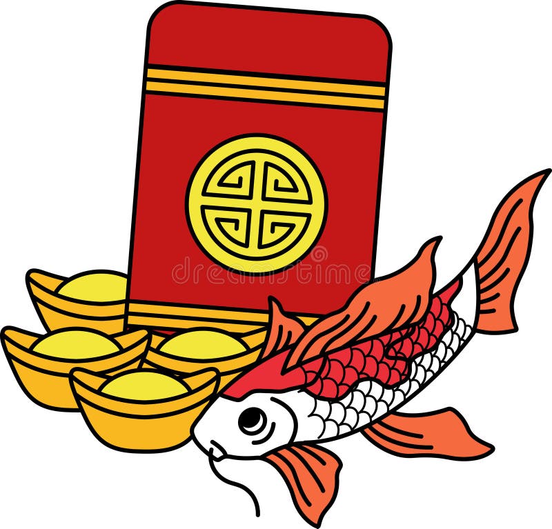 Red Envelopes Koi Fish and Ancient Chinese Money Stock Vector ...