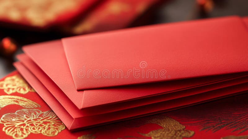 Red Envelopes Stacked for Lunar New Year Celebration Stock Illustration ...