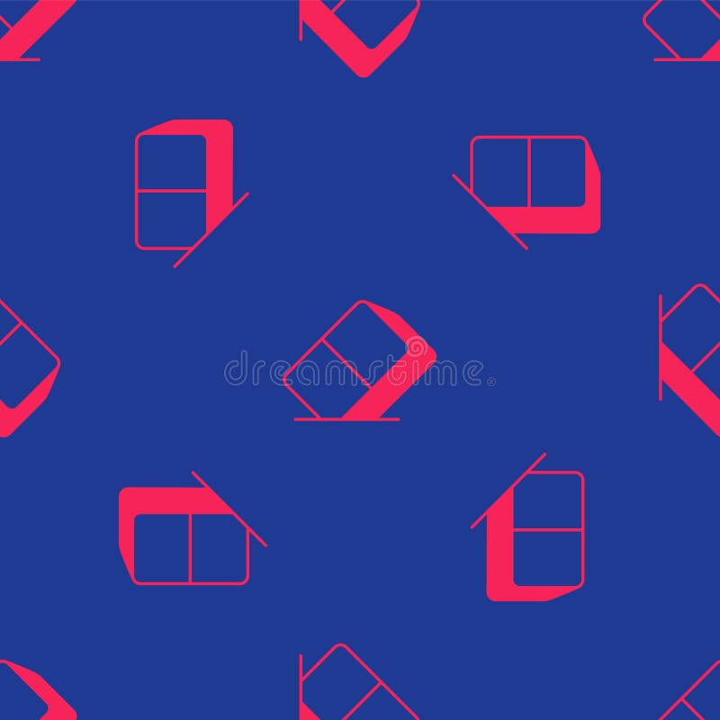 Red Eraser or Rubber Icon Isolated Seamless Pattern on Blue Background ...