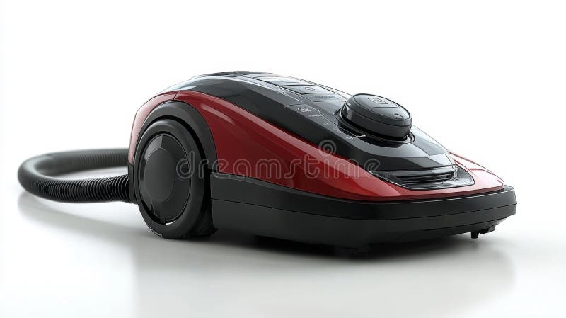Red Vacuum Cleaner on a White Background with Ergonomic Design and ...