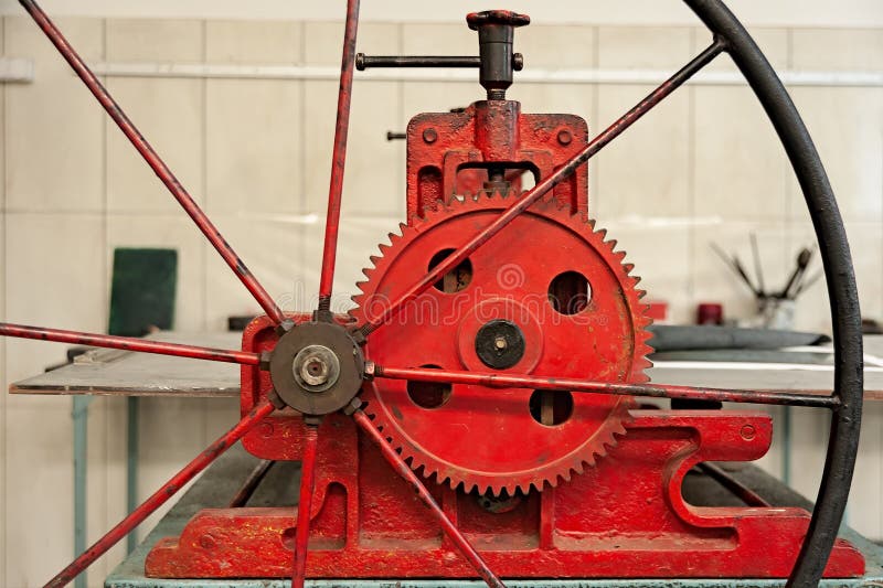 Red Etching Press for Printmaking in Etching Studio Stock Image - Image ...