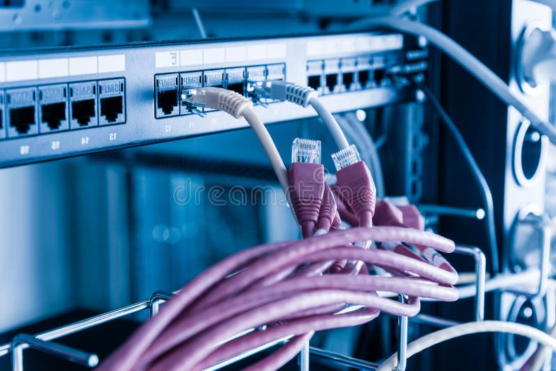 Connected Ethernet Cable in Dark Room. Stock Photo - Image of bright ...