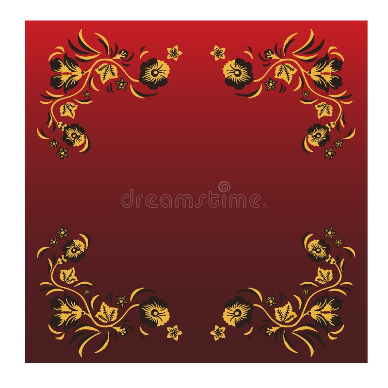 Red Ethnic Frame Hand Painted Illustration Stock Vector - Illustration ...