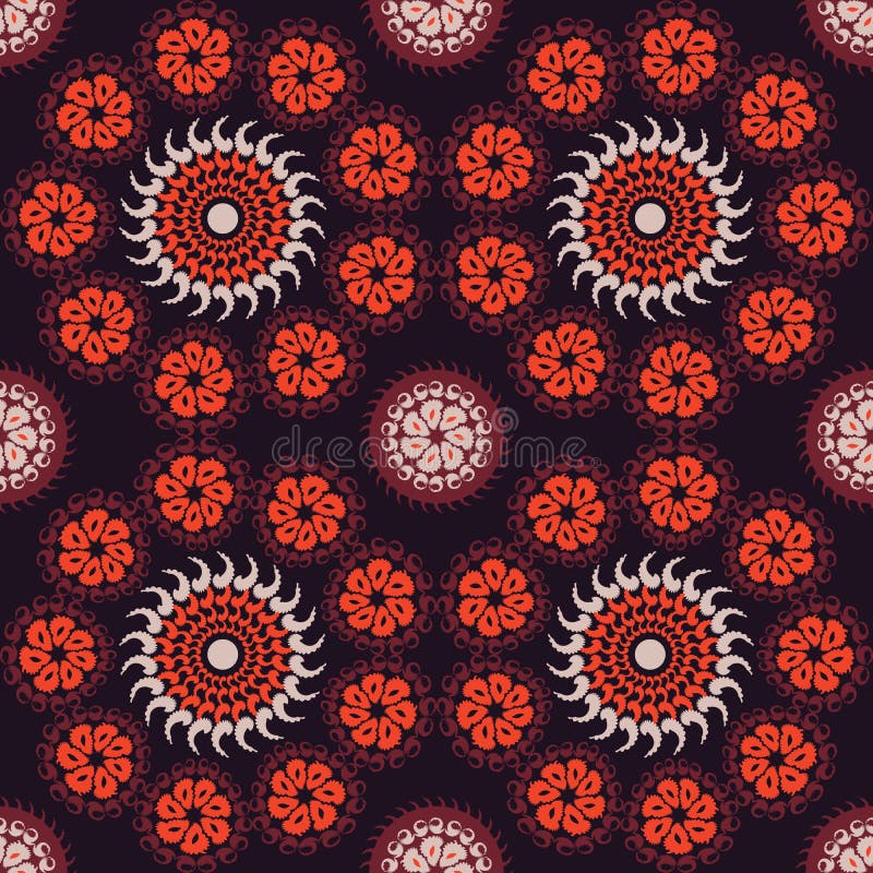 Red Ethnicity Round Ornament, Vector Illustration Stock Vector ...