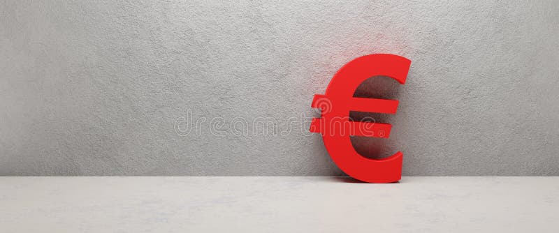 Red Euro Sign on the Wall - Cgi Render Image, Illustration Stock Photo ...