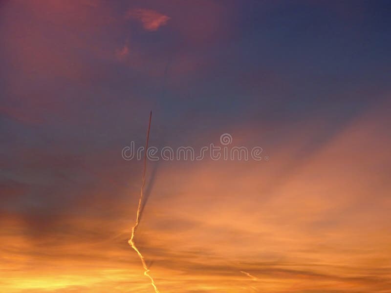 Jet Contrail and Shadow of the Contrail Stock Image - Image of ...