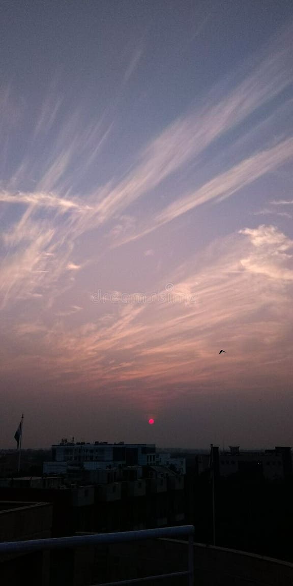 Red Evening Sun stock image. Image of morning, clouds - 217392683