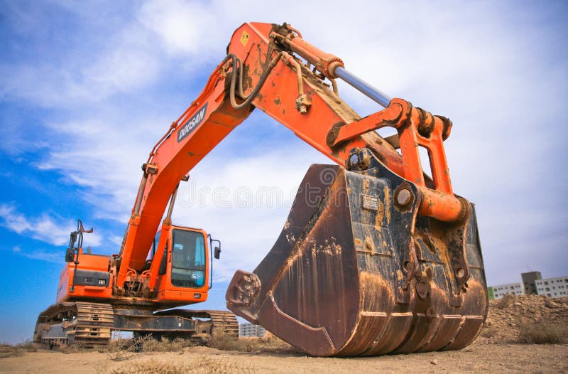 Red Excavator Under The Blue Sky Picture. Image: 109926934