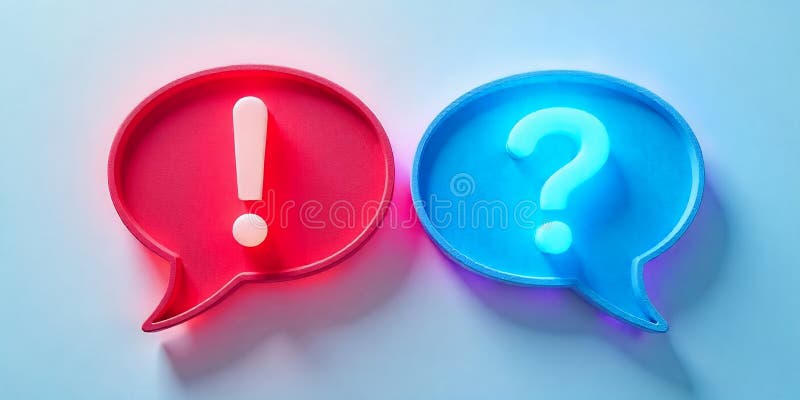 Red Exclamation Mark and Blue Question Mark in Speech Bubbles Stock ...