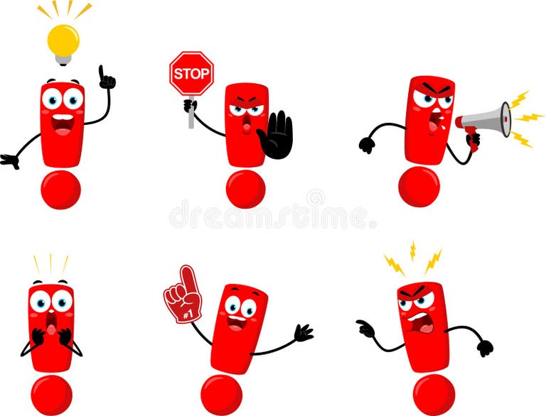 Red Exclamation Mark Cartoon Character Stock Vector - Illustration of ...