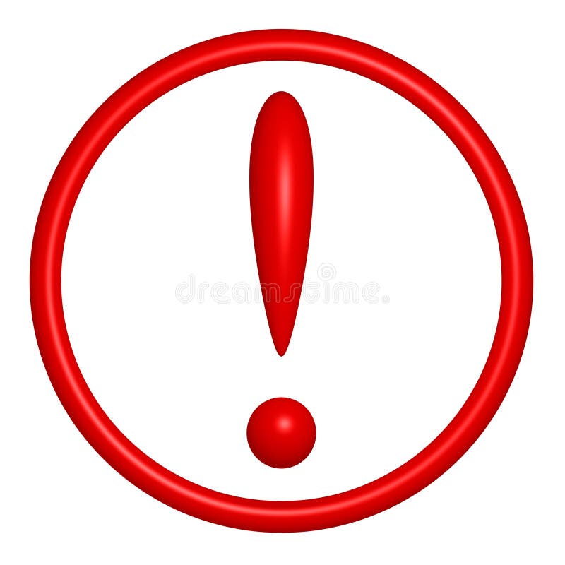 Red Exclamation Mark Round Icon on White Stock Illustration ...