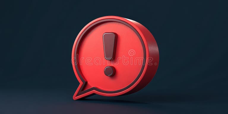 Red Exclamation Mark Speech Bubble on Dark Blue, Alert, Warning Stock ...