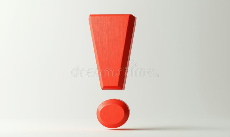 Red Exclamation Mark Symbol Representing Alert Warning White Background ...