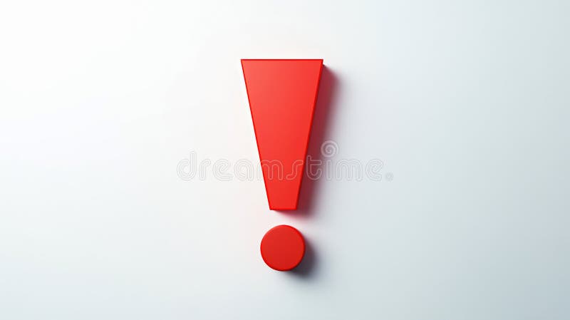Red Exclamation Mark on White Background Stock Image - Image of ...
