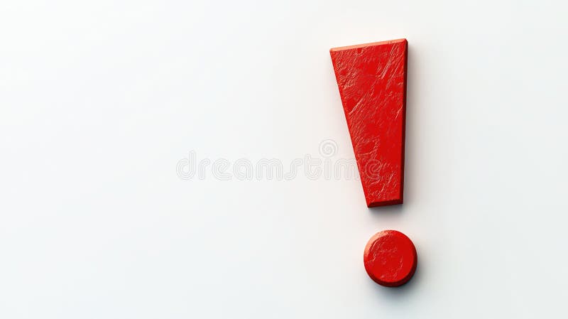 Red Exclamation Mark on White Background Stock Photo - Image of ...
