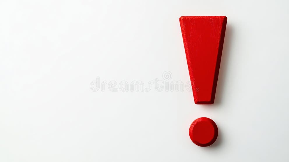 Red Exclamation Mark on White Background Stock Photo - Image of success ...