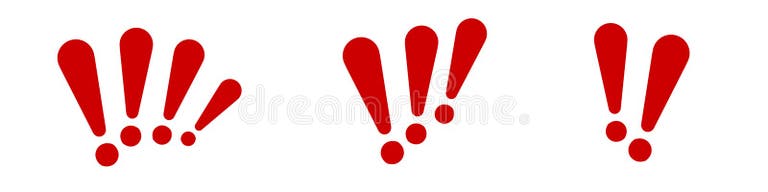 Red Exclamation Marks in Different Sizes Stock Vector - Illustration of ...
